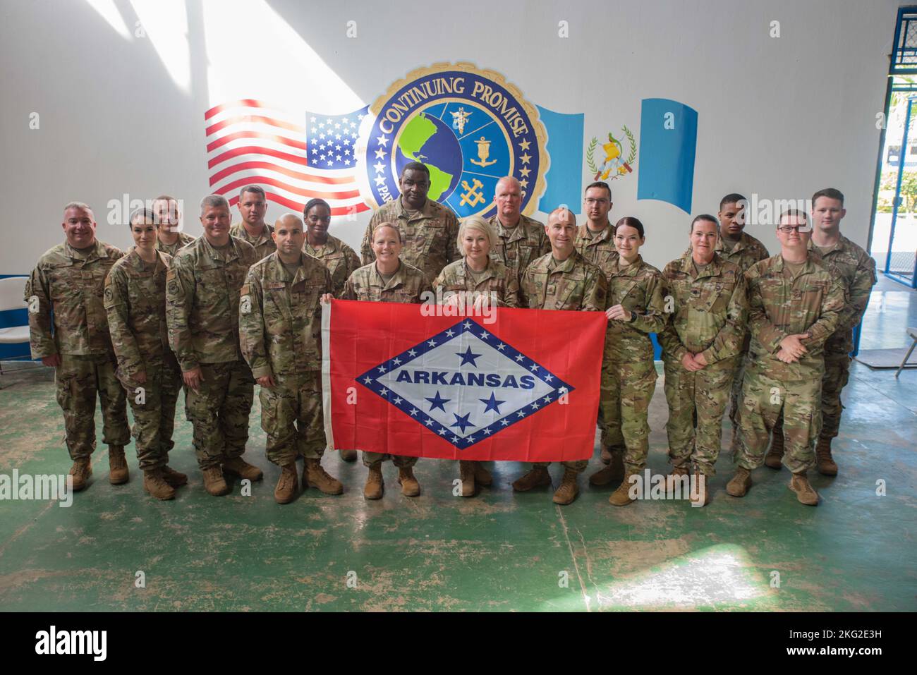 Arkansas Air National Guard members pose together at the medical site ...