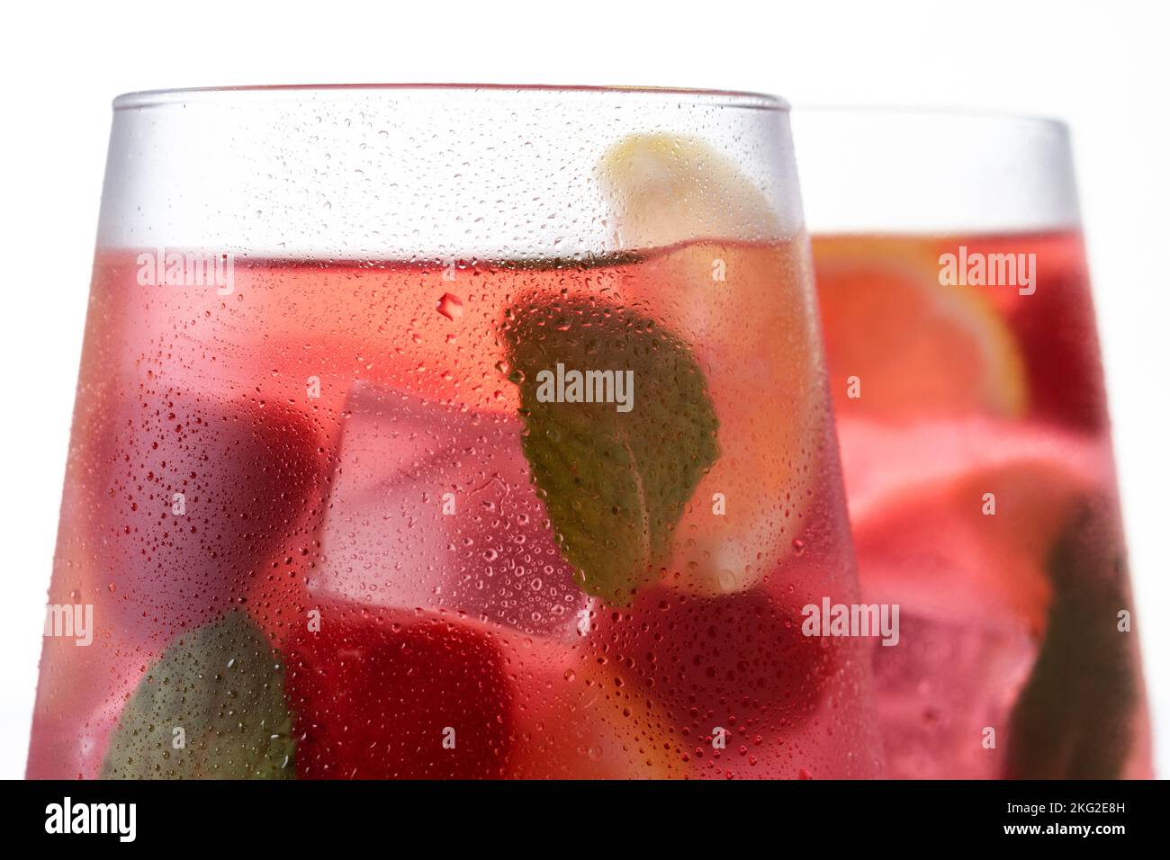 Raspberry lemonade drink isolated on white background Stock Photo - Alamy