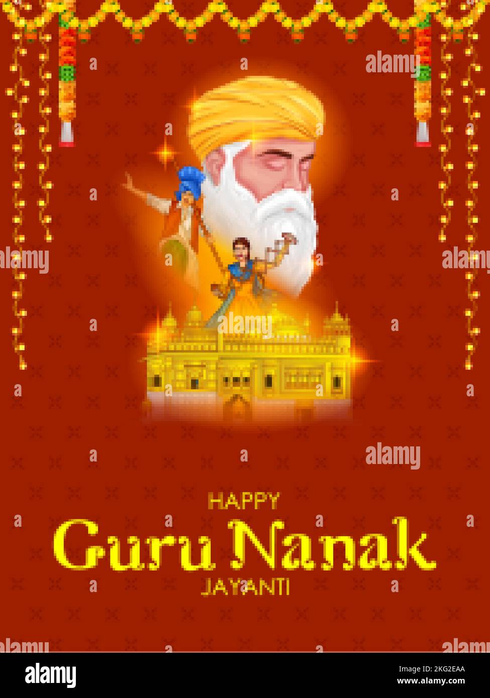 illustration of Happy Gurpurab, Guru Nanak Jayanti festival of Sikh celebration background Stock ...
