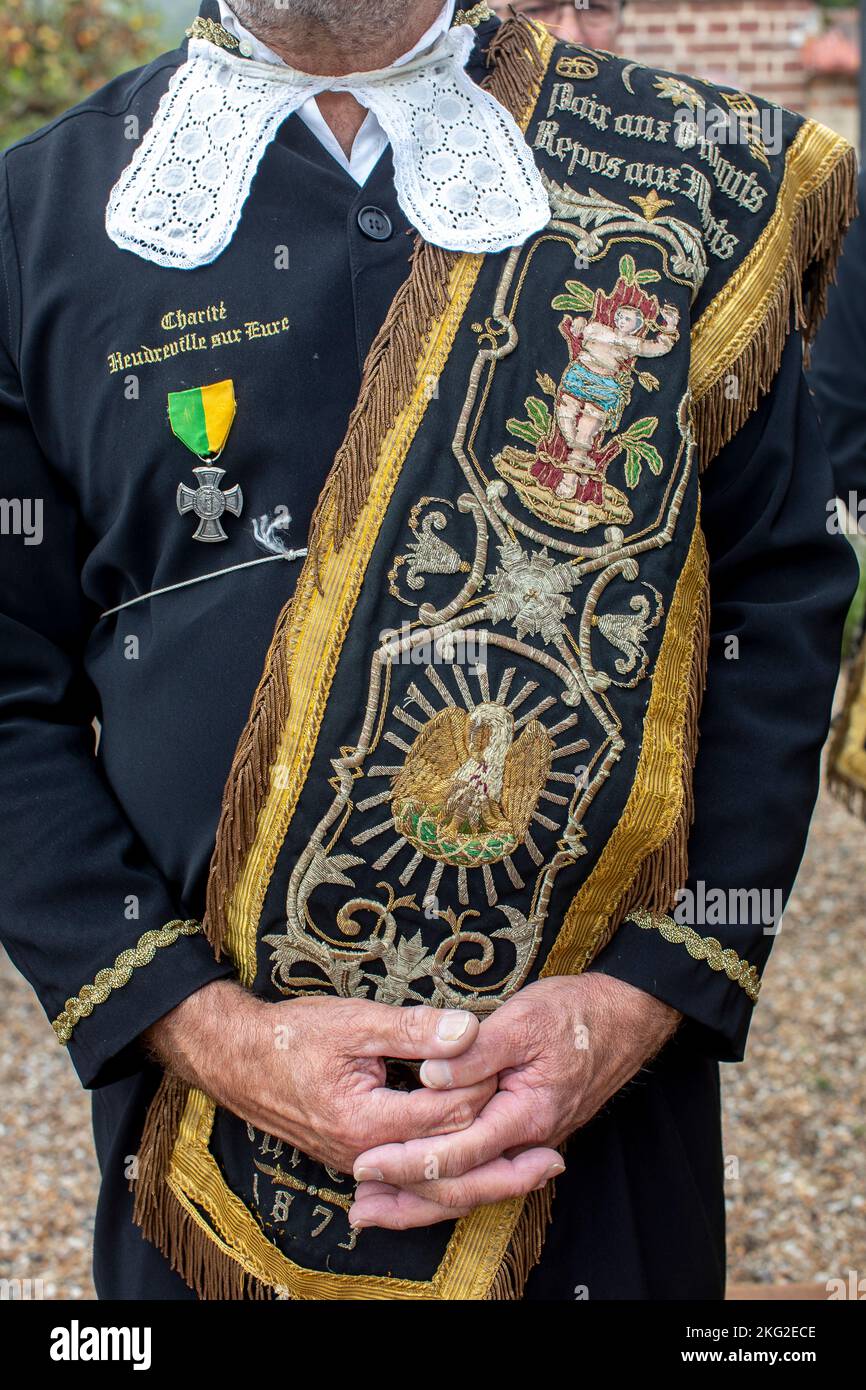 Mass outside Holy Trinity church, Pinterville, France. Chariton ...