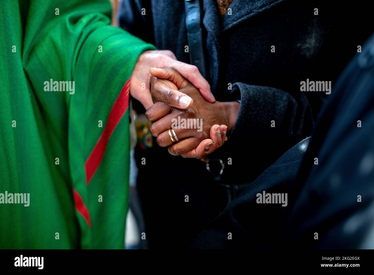 Catholic priest with people after mass hi-res stock photography and ...