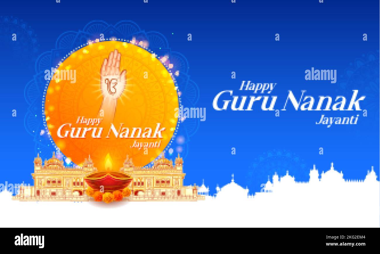 illustration of Happy Gurpurab, Guru Nanak Jayanti festival of Sikh celebration background Stock ...