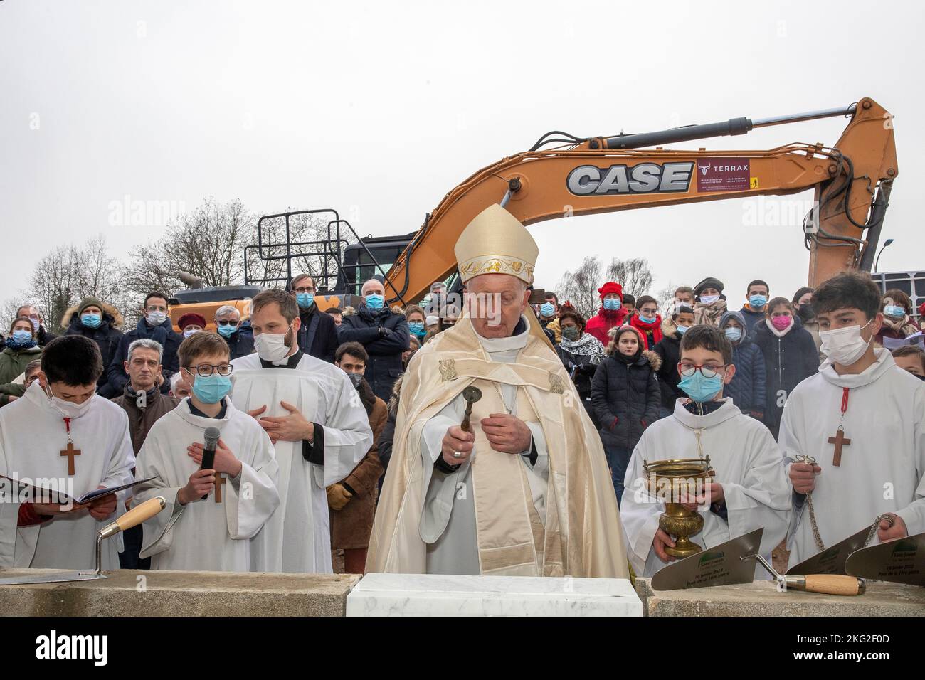 Laying and blessing the first stone of Saint Joseph le Bienveillant ...