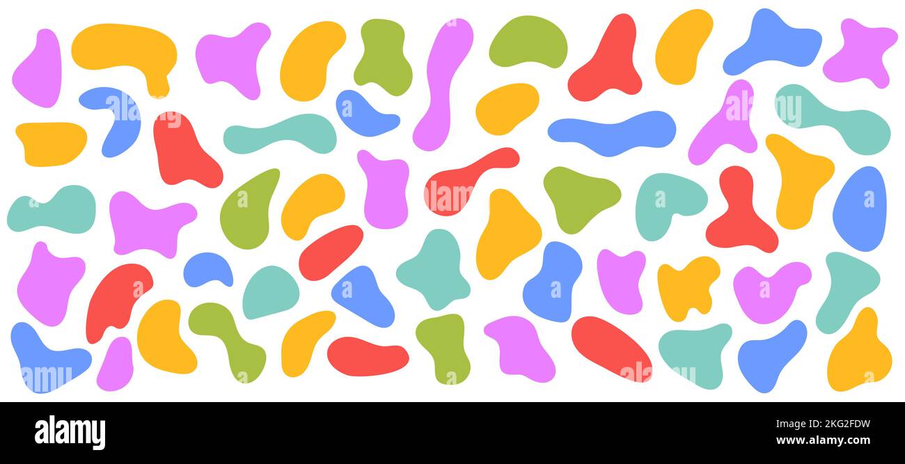 Various random colored blobs abstract organic shapes. Pebbles, drops ...