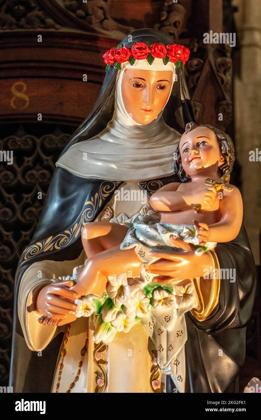 St Rose of Lima statue in Saint-Germain-l'Auxerrois catholic church ...