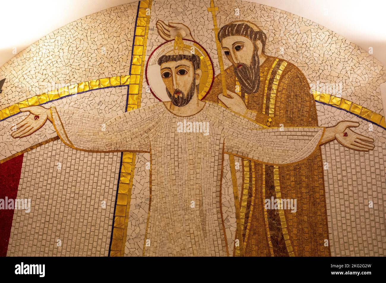 Lower church mosaic in the Padre Pio basilica, San Giovanni Rotondo ...