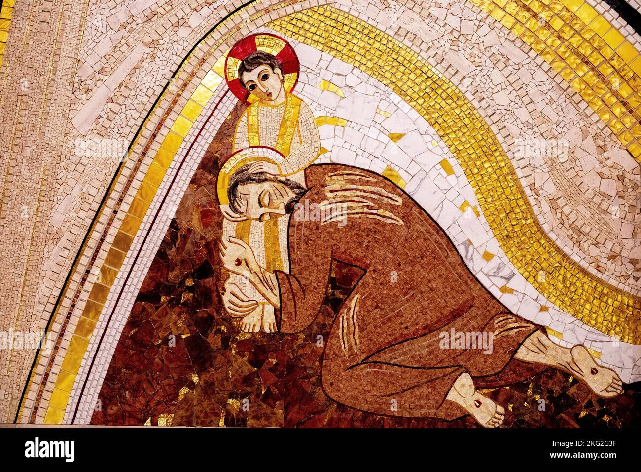 Lower church mosaic in the Padre Pio basilica, San Giovanni Rotondo ...