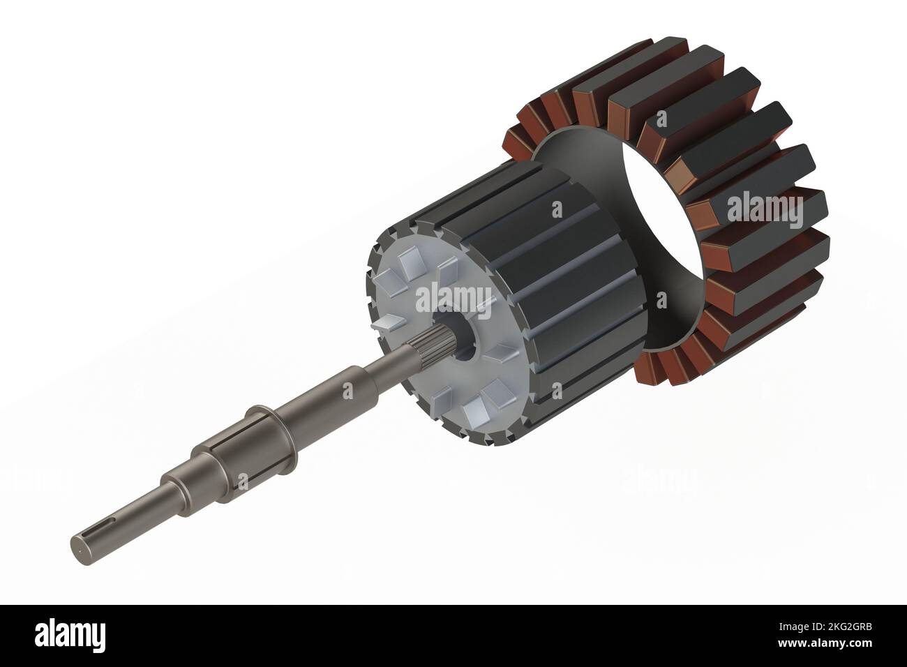 Stator and rotor for electric generator 3D rendering isolated on white ...