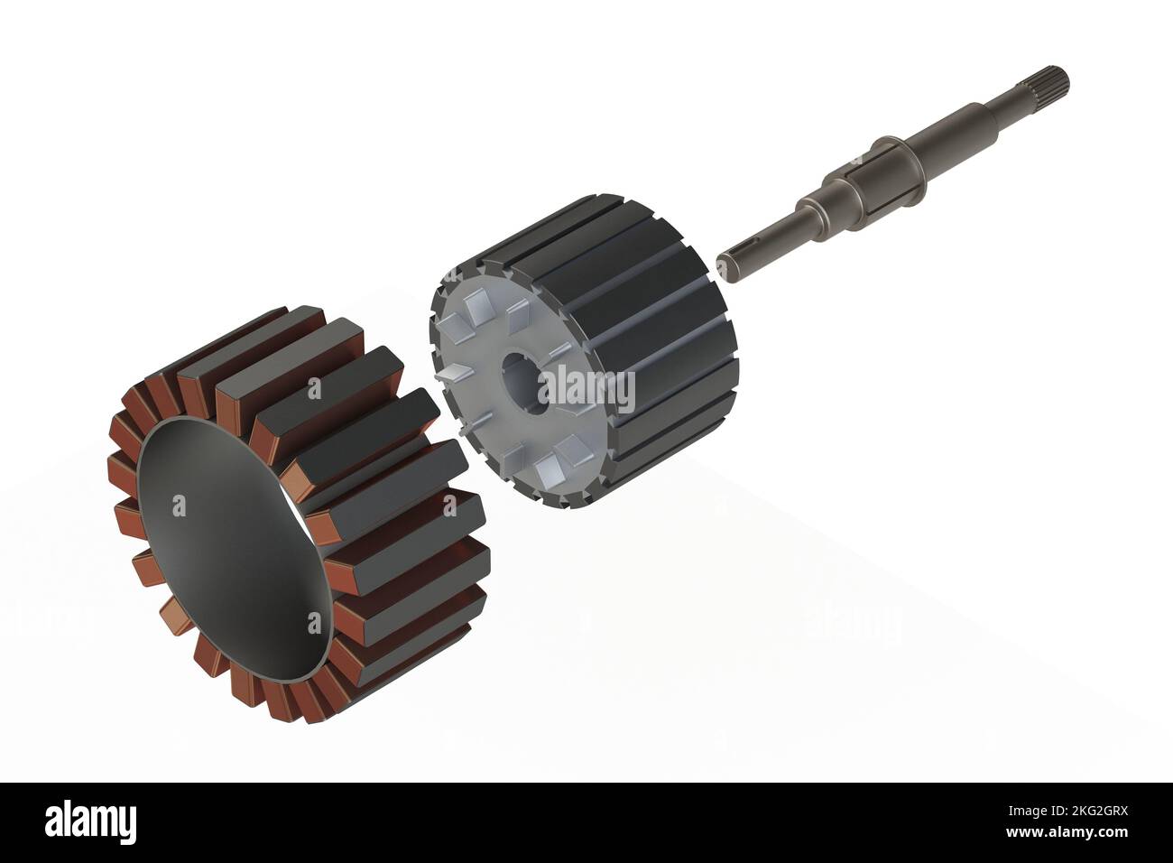 Stator and rotor for electric generator 3D rendering isolated on white ...