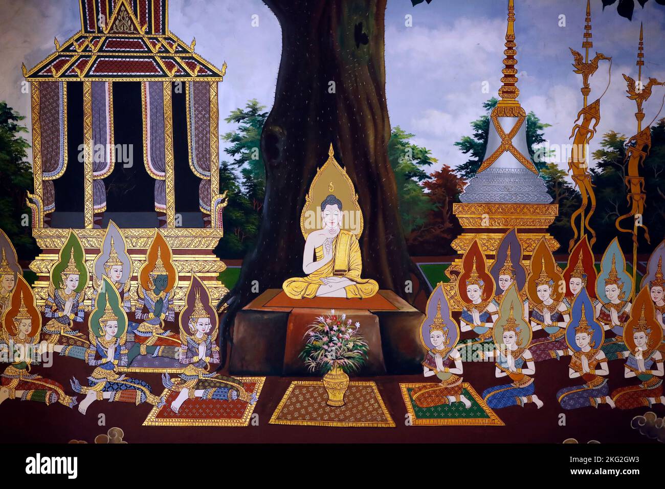 The Life of the Buddha, Siddhartha Gautama. Sitting Buddha. Wat Botum ...