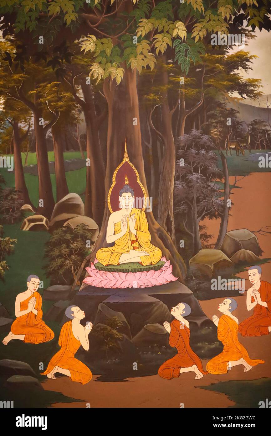 First sermon of buddha wall painting hi-res stock photography and ...