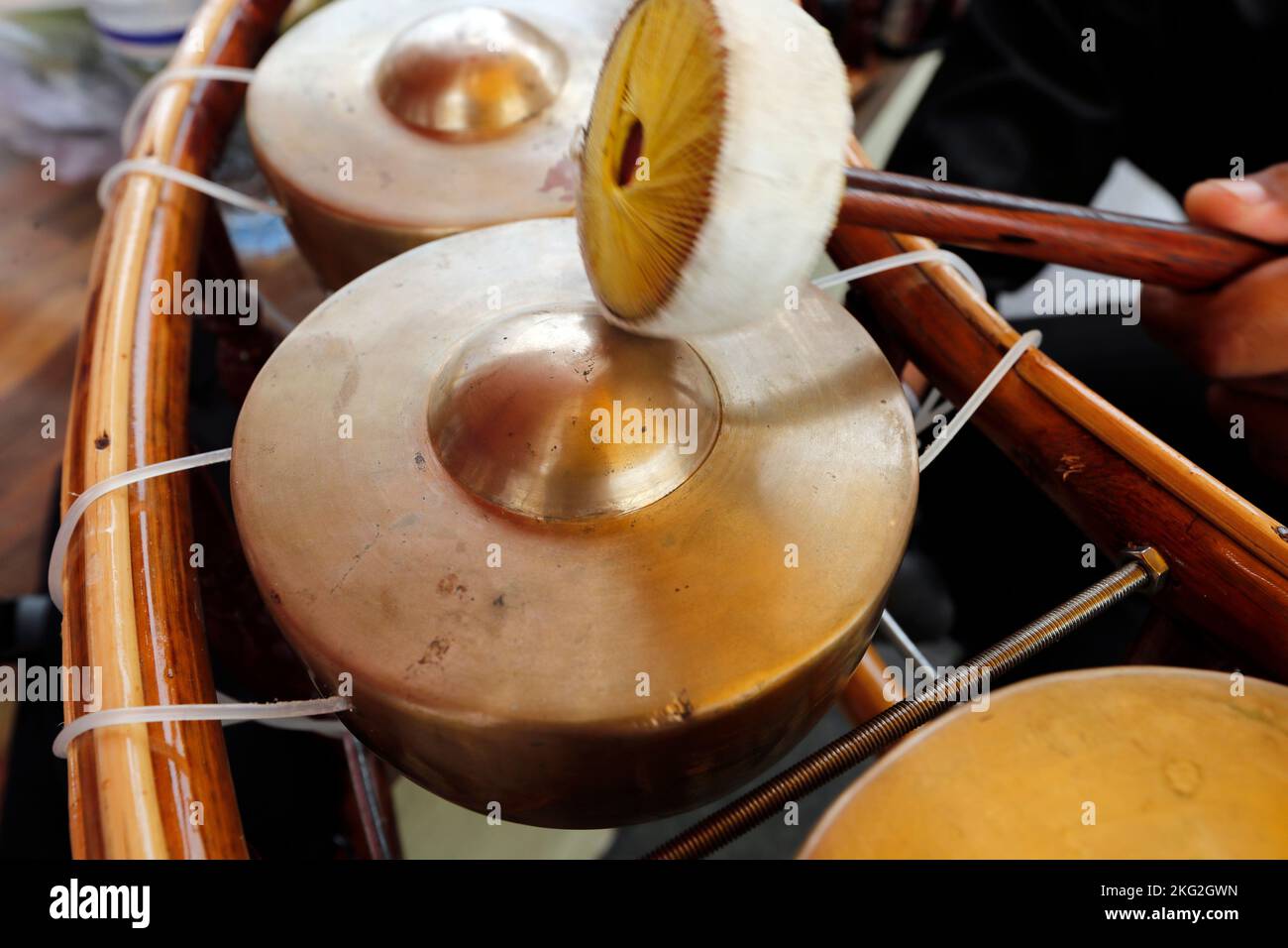 Traditional Khmer music. Gamelan instruments in a cambodian pagoda ...