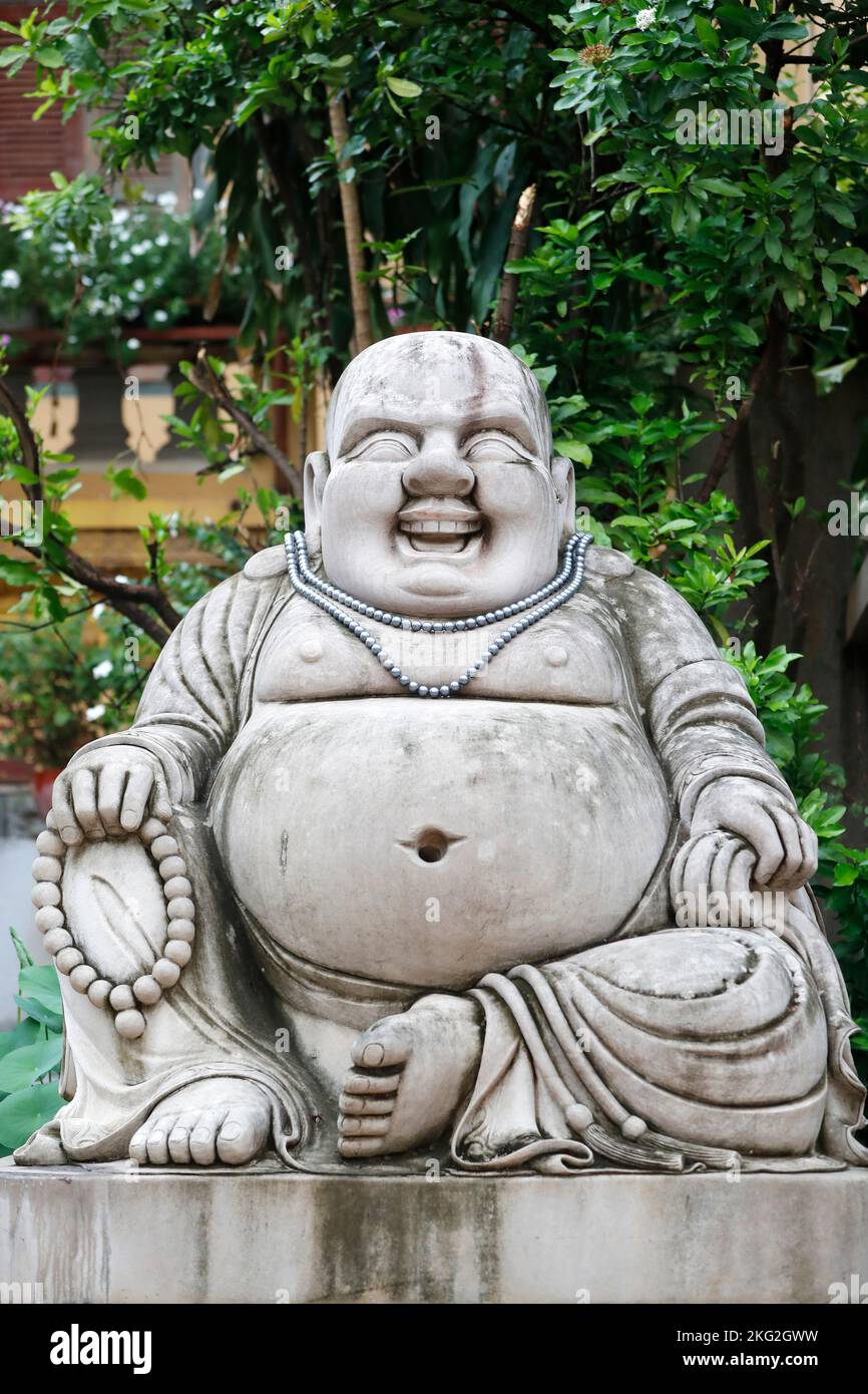 Smiling Buddha or big happy Maitreya Buddha statue. Wat Ounalom ...