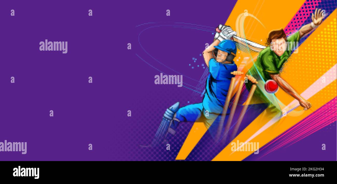 Competition versus cricket championship sports background with player ...