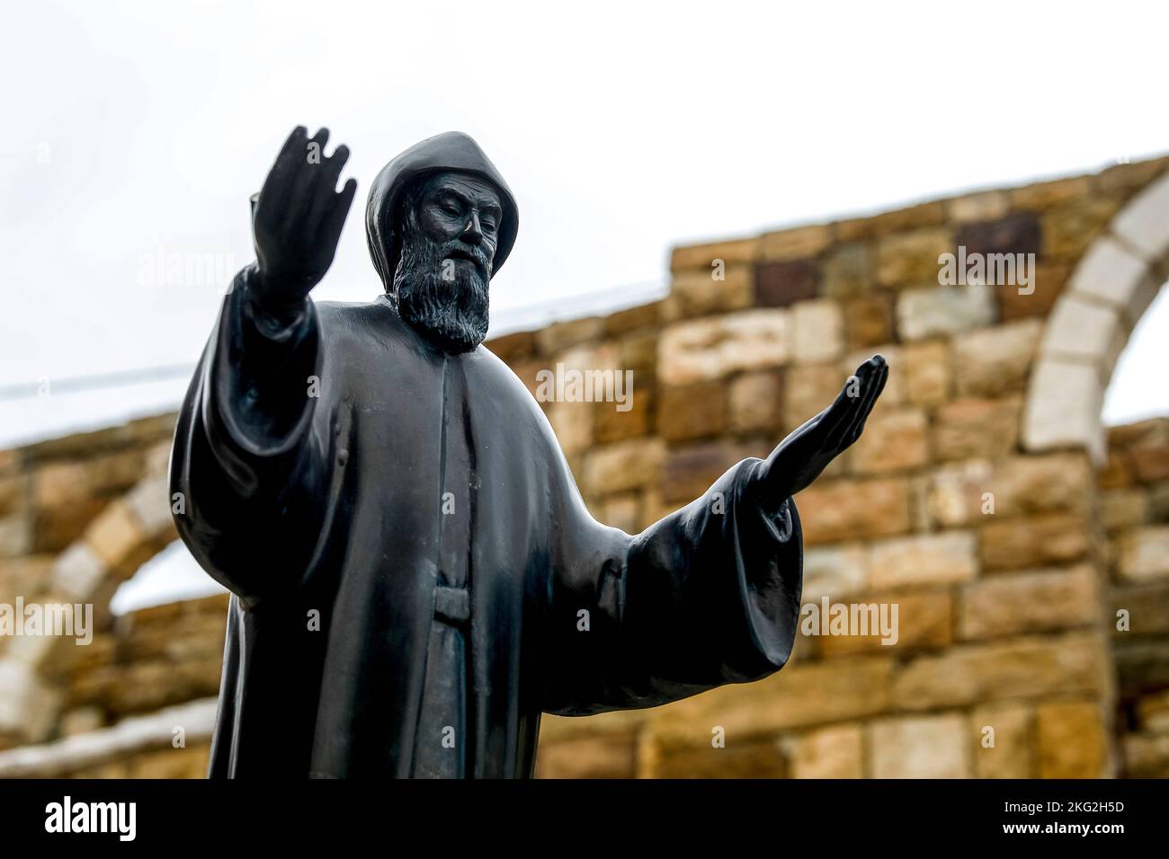 Saint Charbel statue in Bekaa Kafra, his native village in Lebanon ...