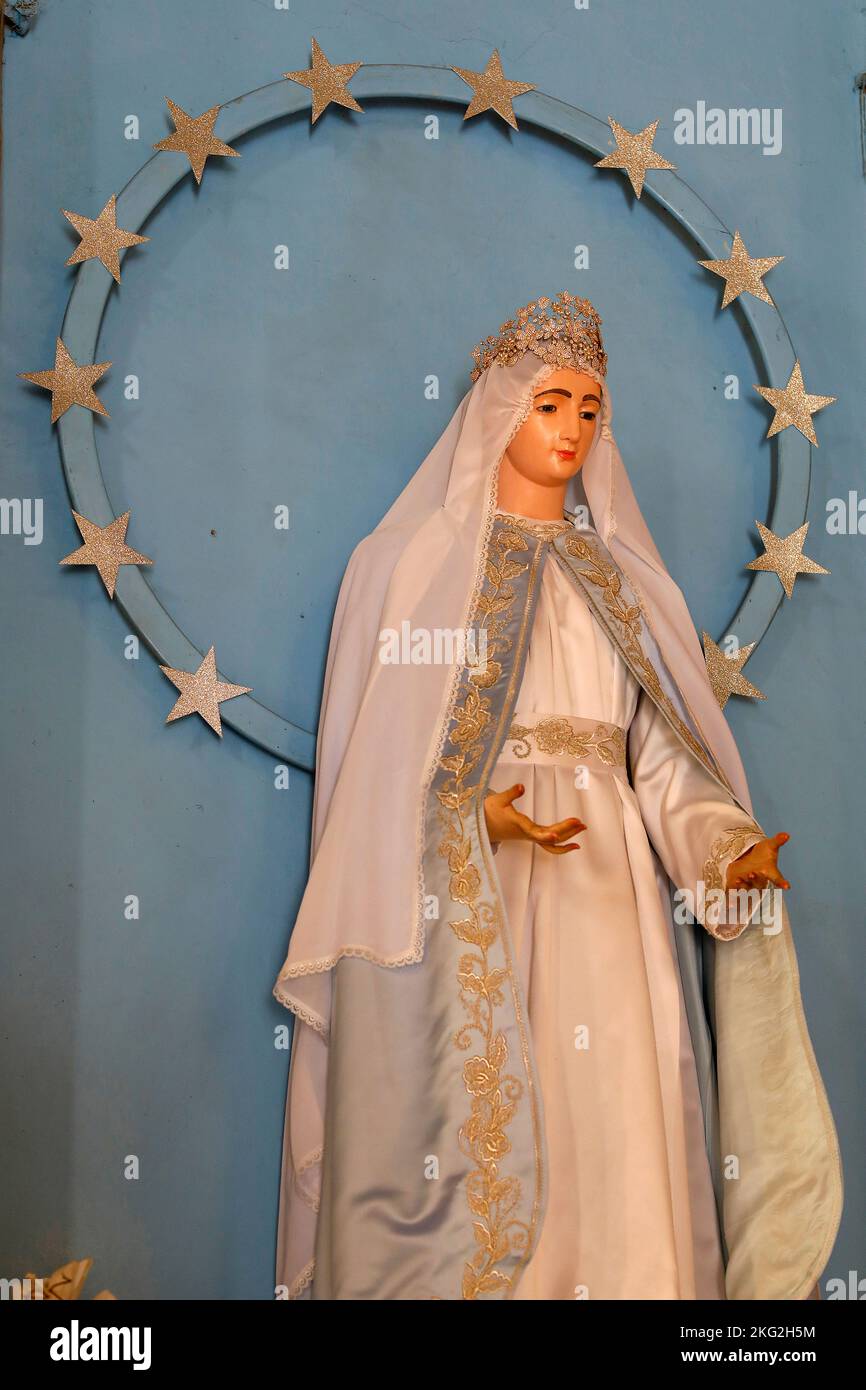 Church statue in Bekaa Kafra, Saint Charbel's native village in Lebanon ...