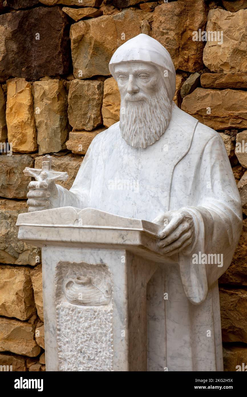 Saint Charbel statue in Bekaa Kafra, his native village in Lebanon ...