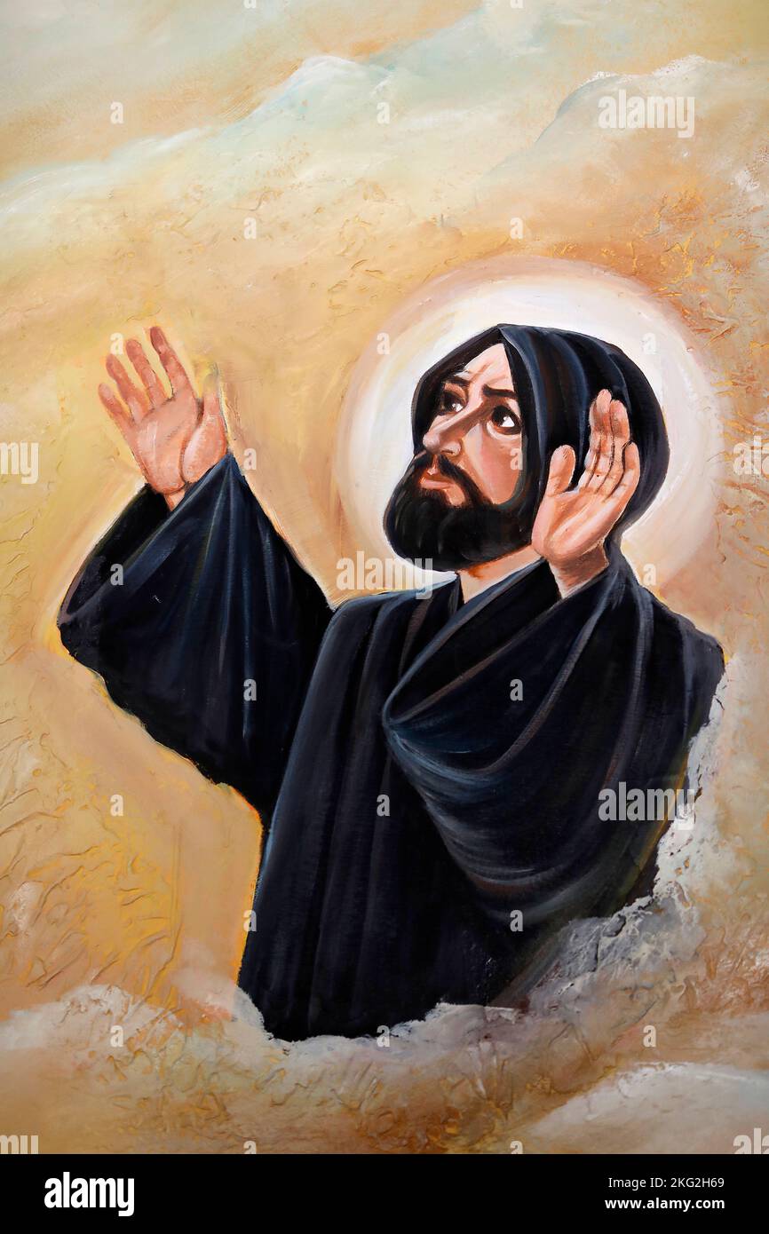 Fresco in the saints' relics church in Saint Charbel's house in Bekaa ...