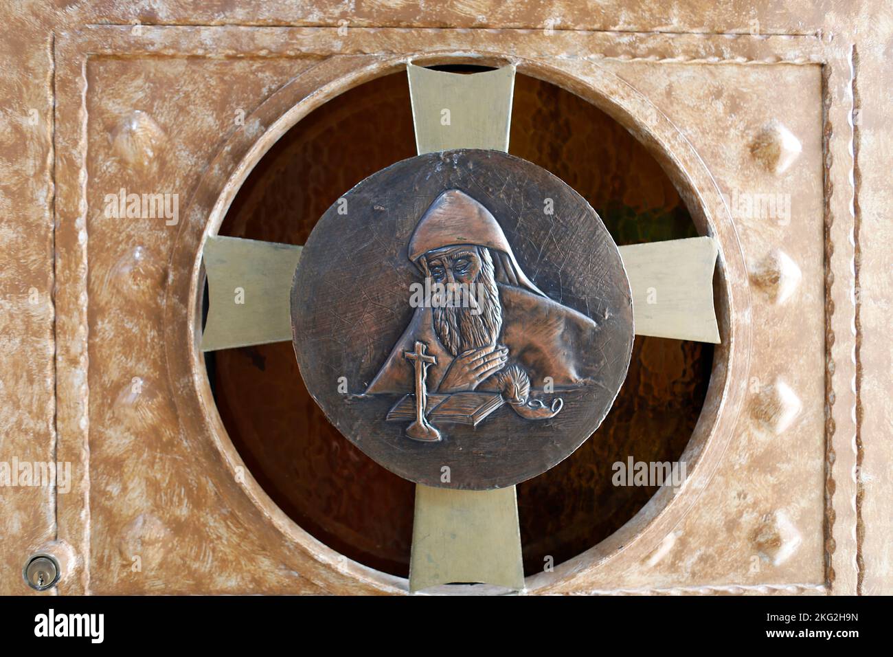 Saint Charbel relief in Saint Charbel's monastery in Bekaa Kafra, his ...