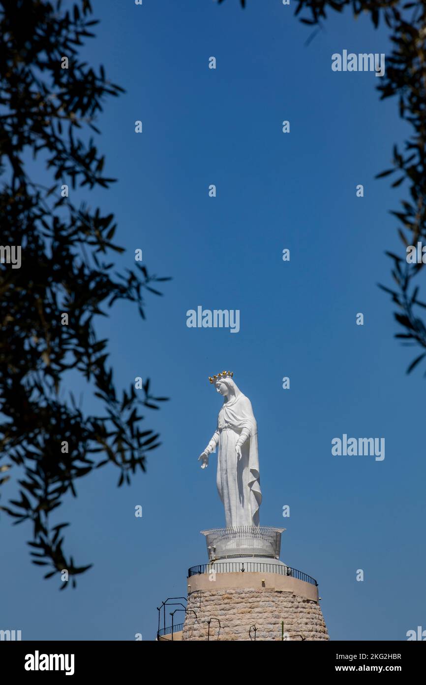 Our Lady of Lebanon statue, Harissa, Lebanon Stock Photo - Alamy