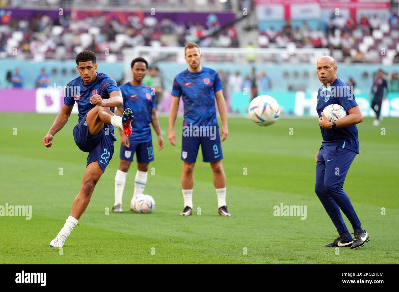 England's Jude Bellingham warms up ahead of the FIFA World Cup Group B ...