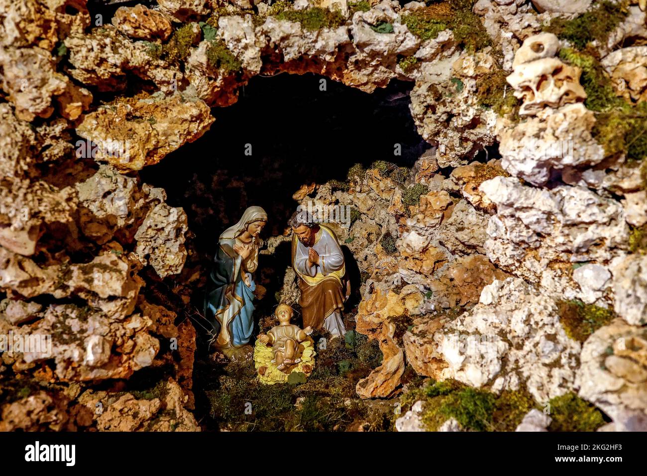 Nativity statues outside Mar Licha (Lichaa) monastery in the Qadisha ...