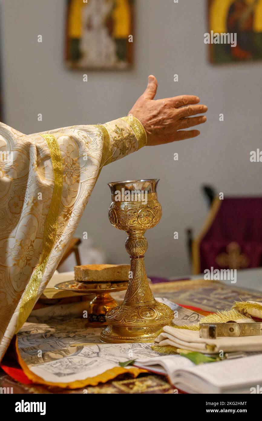 Easter week mass in Wadi El Chahrour El Suflah orthodox church, Lebanon ...