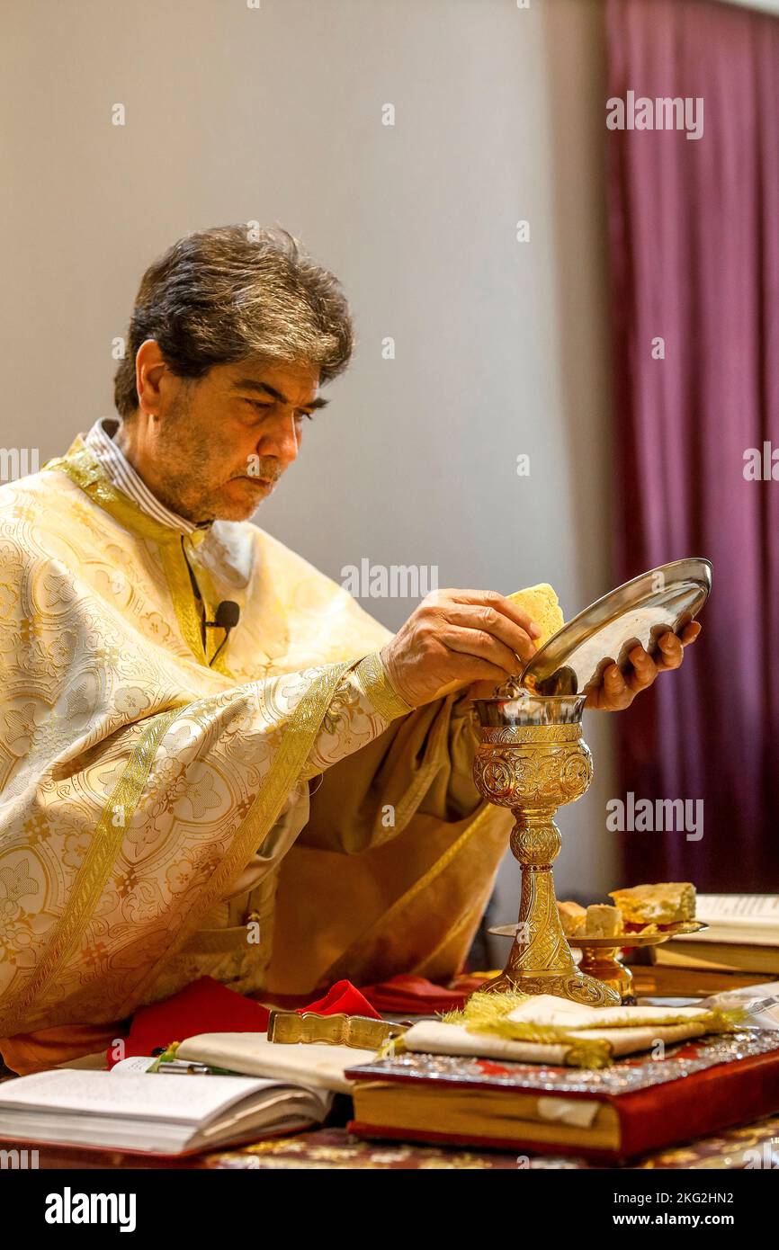 Easter week mass in Wadi El Chahrour El Suflah orthodox church, Lebanon ...