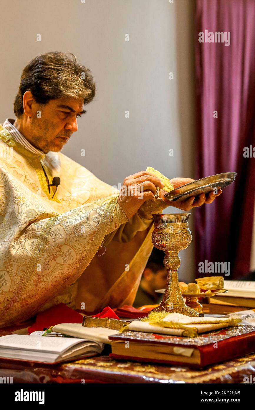 Easter week mass in Wadi El Chahrour El Suflah orthodox church, Lebanon ...