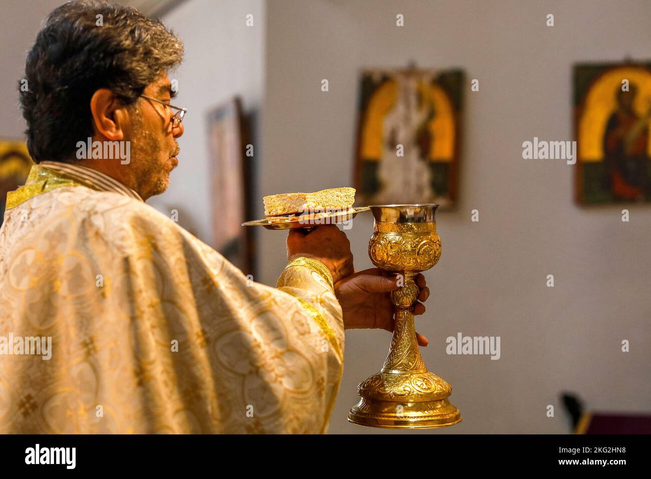 Easter week mass in Wadi El Chahrour El Suflah orthodox church, Lebanon ...