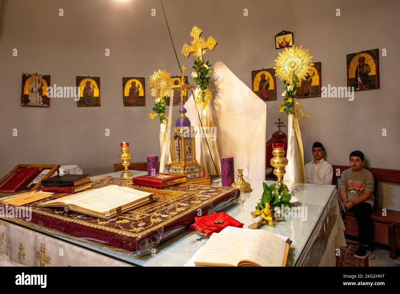 Easter mass in Wadi El Chahrour El Suflah orthodox church, Lebanon ...