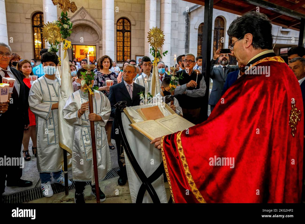 Easter mass in Wadi El Chahrour El Suflah orthodox church, Lebanon ...