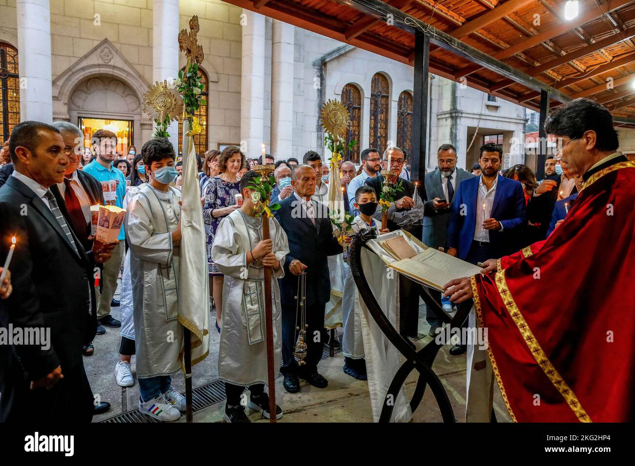 Easter mass in Wadi El Chahrour El Suflah orthodox church, Lebanon ...