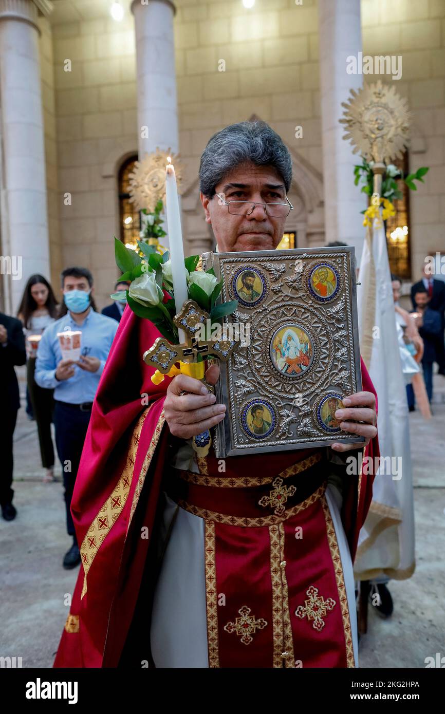 Easter mass in Wadi El Chahrour El Suflah orthodox church, Lebanon ...