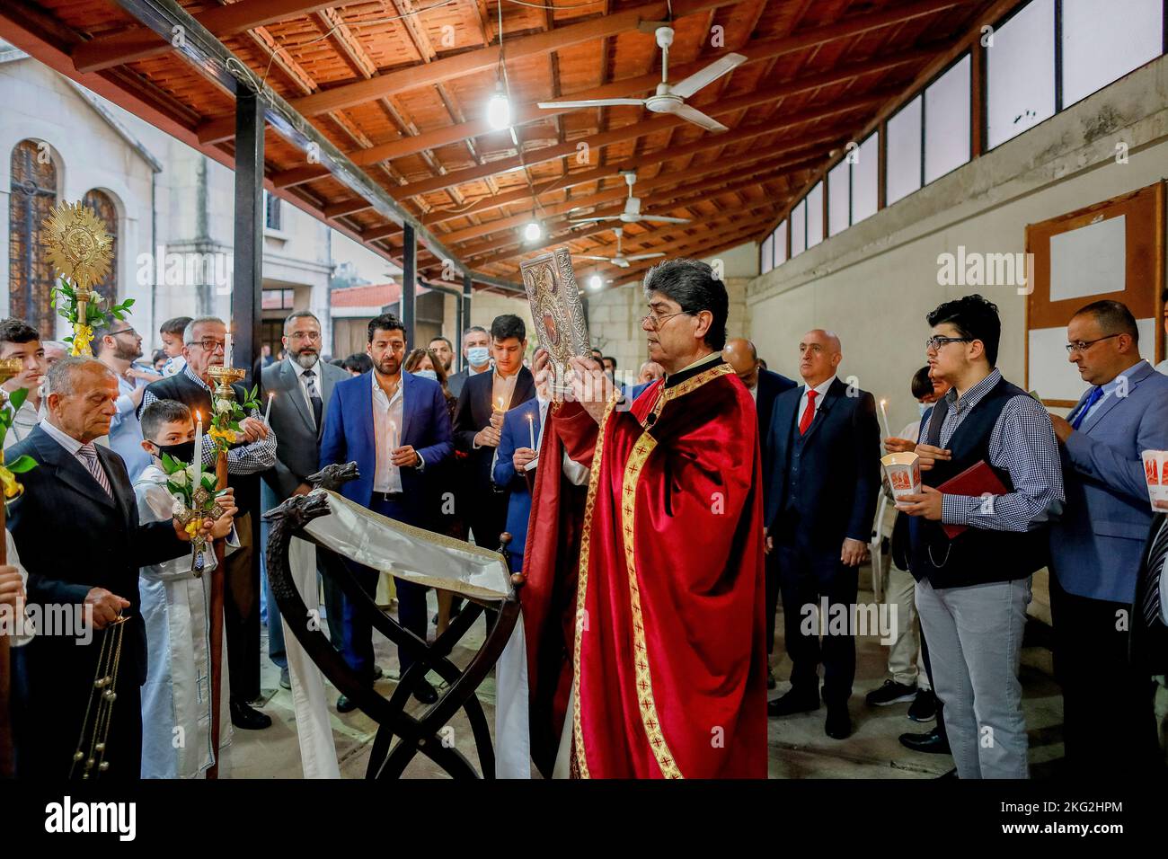 Easter mass in Wadi El Chahrour El Suflah orthodox church, Lebanon ...
