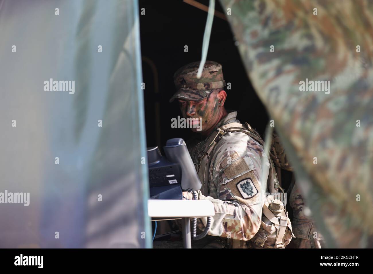 A Soldier assigned with the 50th Expeditionary Signal Battalion ...