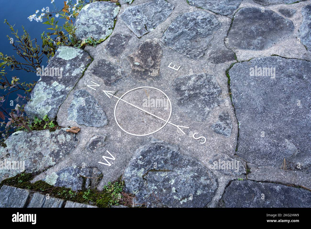 A top view of cardinal points illustrated on the stone texture Stock ...