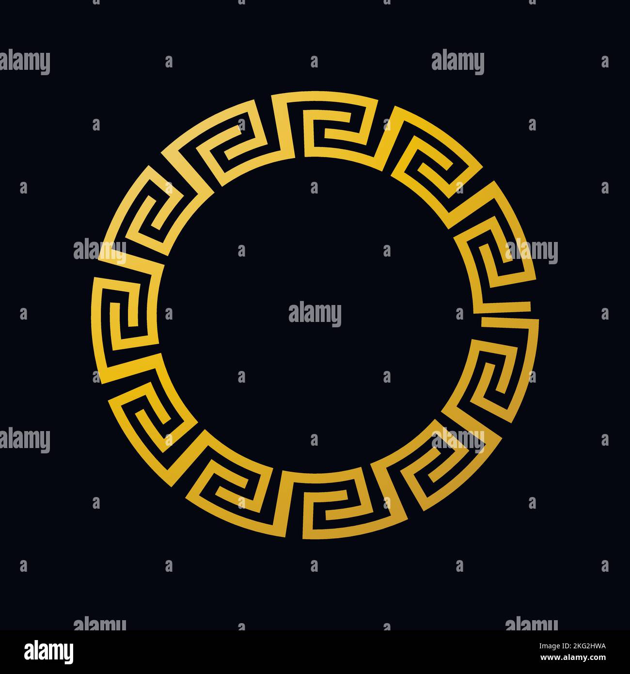 Golden round Greek frame. Greece circular ornament Stock Vector Image ...