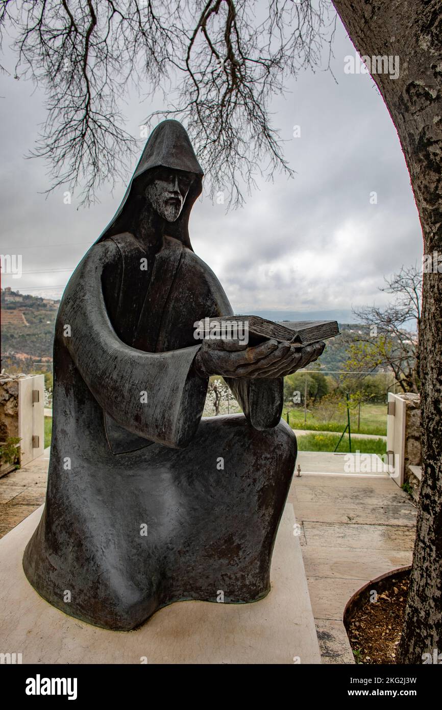 Statue in Our Lady Armenian catholic monastery, Bzommar, Lebanon Stock ...