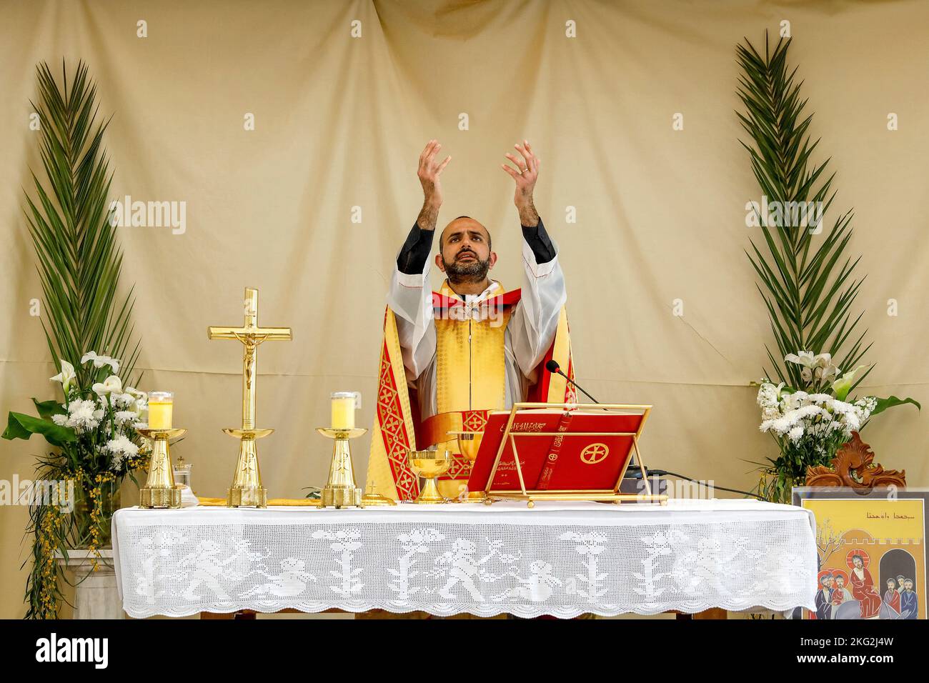 Palm sunday celebration in Our Lady maronite church, Houmal, Lebanon ...