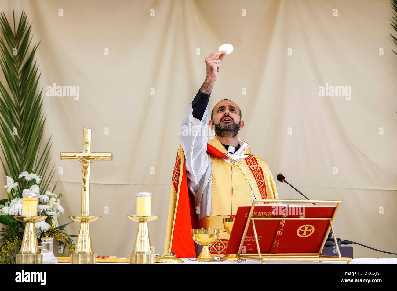 Palm sunday celebration in Our Lady maronite church, Houmal, Lebanon ...