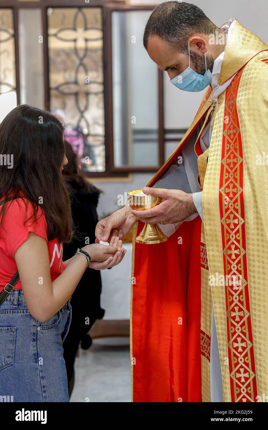 Palm sunday celebration in Our Lady maronite church, Houmal, Lebanon ...