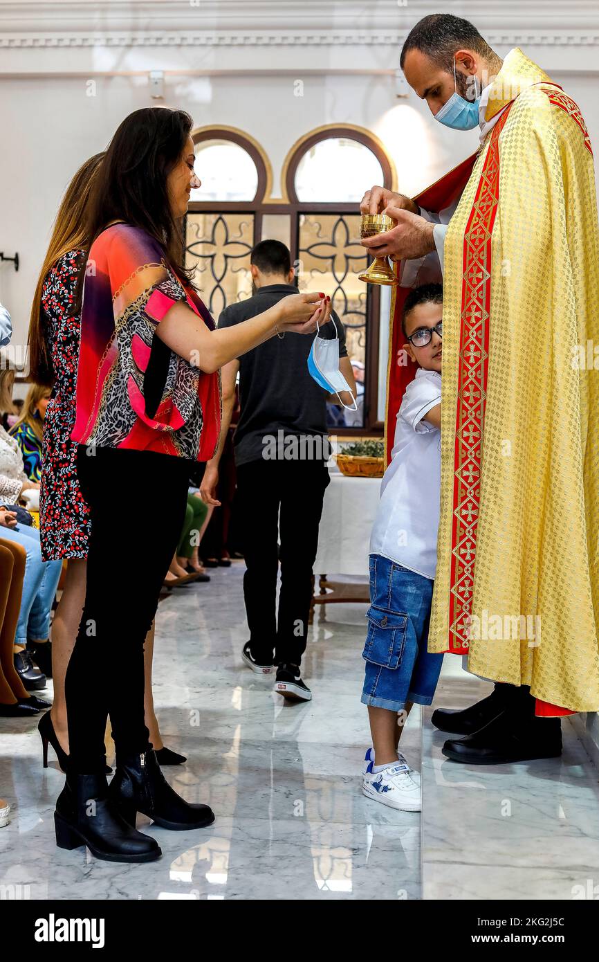Palm sunday celebration in Our Lady maronite church, Houmal, Lebanon ...