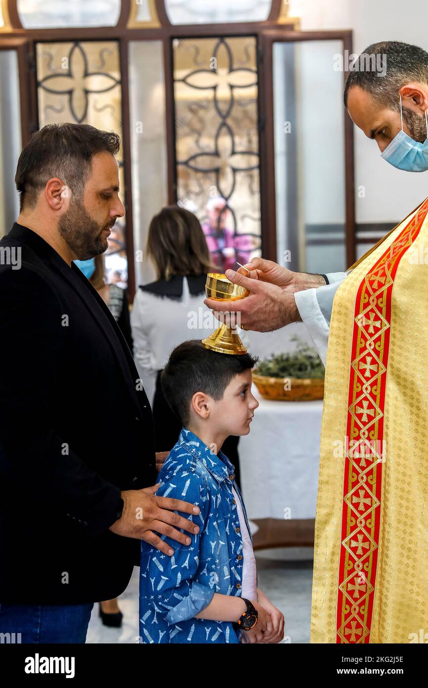 Palm sunday celebration in Our Lady maronite church, Houmal, Lebanon ...