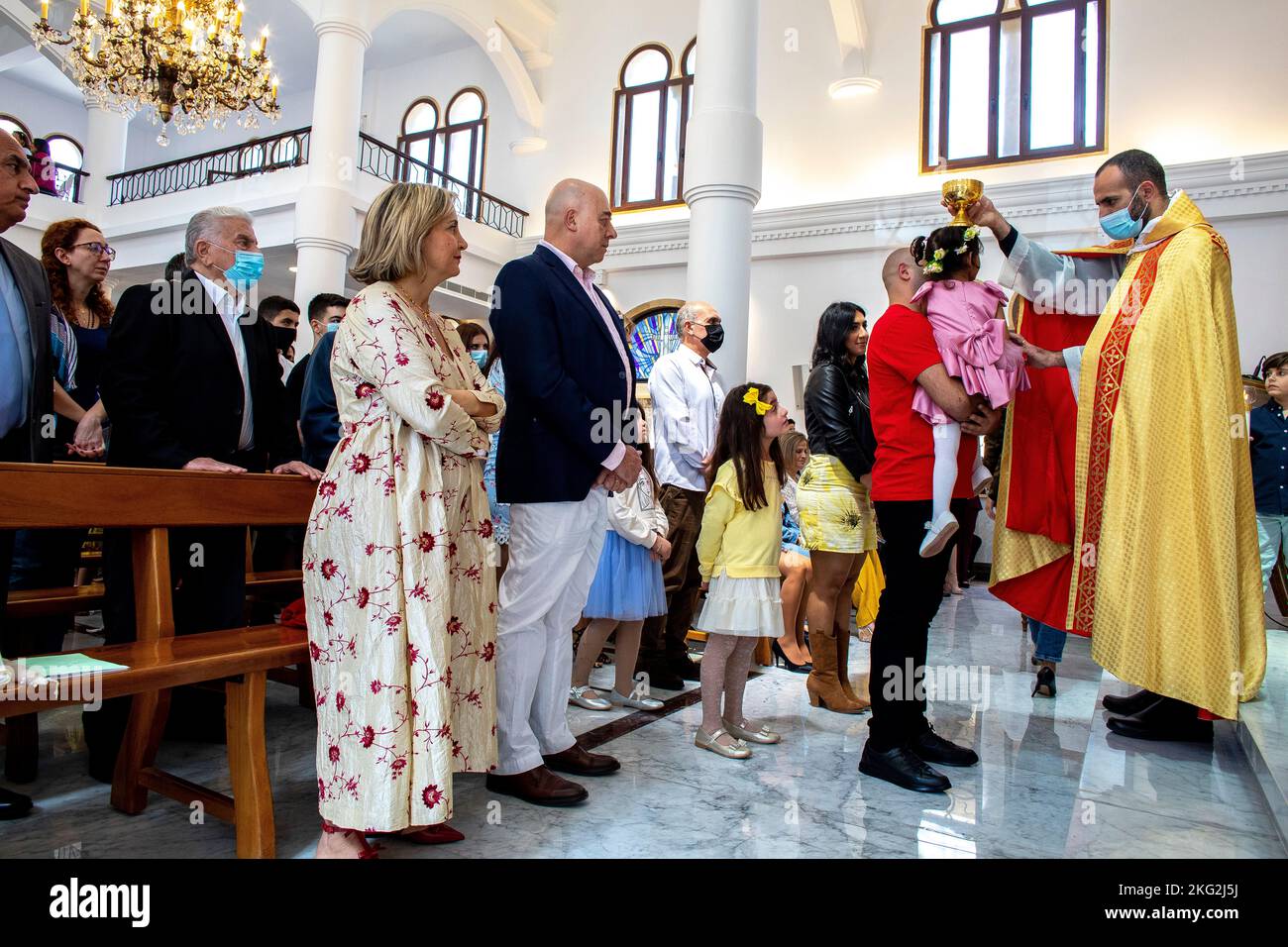 Palm sunday celebration in Our Lady maronite church, Houmal, Lebanon ...