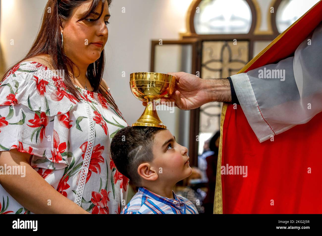 Palm sunday celebration in Our Lady maronite church, Houmal, Lebanon ...