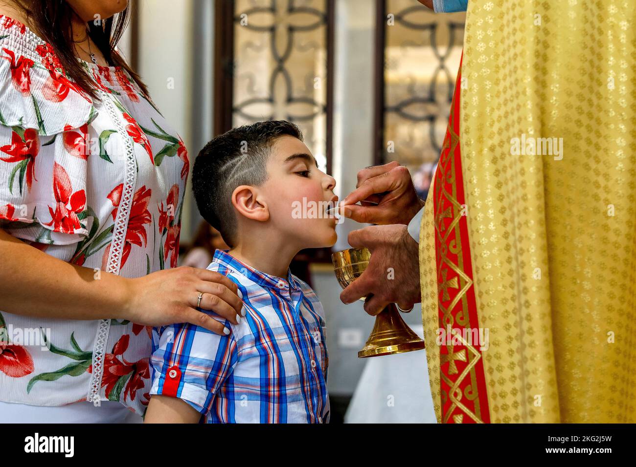 Palm sunday celebration in Our Lady maronite church, Houmal, Lebanon ...