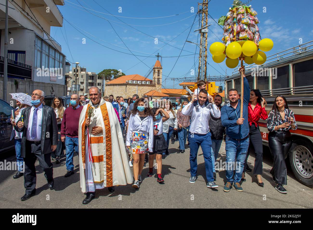 Palm sunday celebration in Our Lady maronite church, Houmal, Lebanon ...