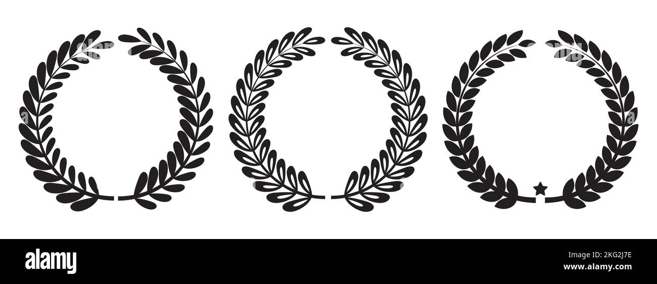 Set laurel wreath icon. Emblem from laurel branches isolated on white ...
