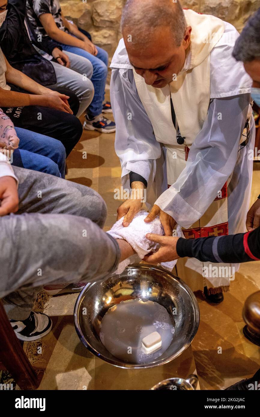 Maundy Thursday celebration in Our Lady maronite church, Bdadoun ...